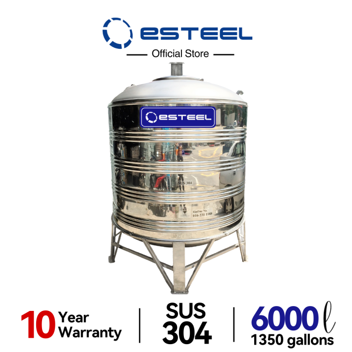 eSteel 6000L / 1350 Gallons Stainless Steel Water Storage Tank / Tangki Air - Vertical Round ...
