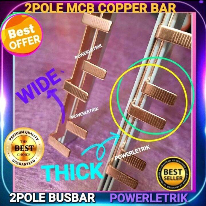 ☄READY STOCK☄2POLE/TWO PHASE 100A COPPER MCB BUSBAR WITH PVC INSULATED ...