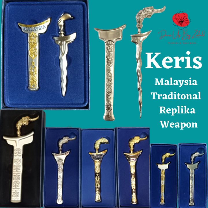 Keris Malaysia Traditonal Replika Weapon Tanah Melayu Gift Gold & Silver Warna Batik & Burung ...