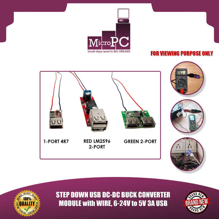 MICRO PC STEP DOWN USB DC-DC BUCK CONVERTER MODULE with WIRE, 6-24V to ...