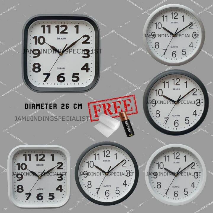 JAM DINDING POLOS MINIMALIS ANGKA TIMBUL WARNA HITAM PUTIH GREY DOFF ...