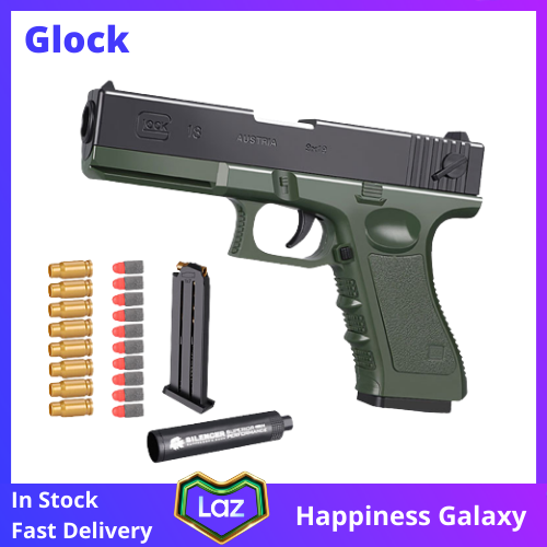 Toy gun for kids/Children's shell throwing toy gun shell ejection soft bullet gun silencer M1911 ...