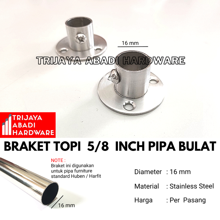 Braket Topi Pipa Bulat 5/8 Inch (16 mm) Stainless - 2 x Bracket BP16 | Lazada Indonesia
