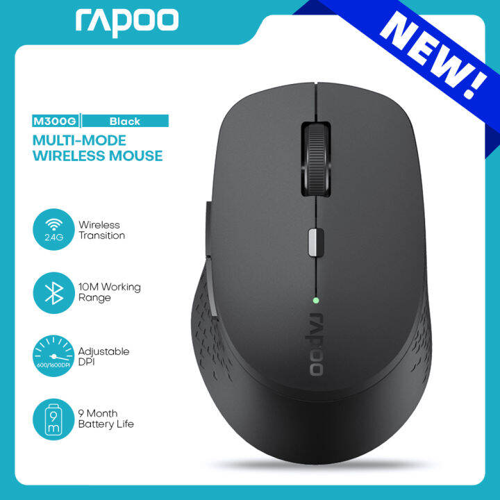 Rapoo M300G 2.4G Wireless Bluetooth 3.0 Bluetooth 4.0 10m Working Range DPI 1600 Silent Multiple ...