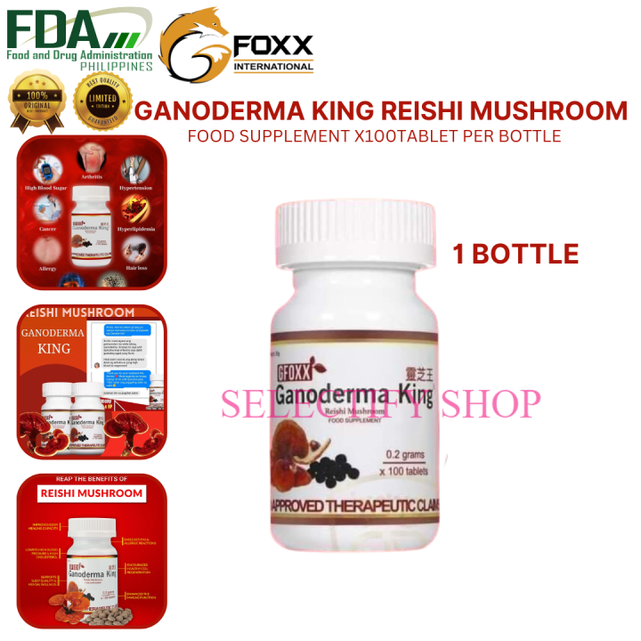 GFOXX GANODERMA KING WITH REISHI MUSHROOM 200mg 100 Tablets/Bottle ( 1 ...