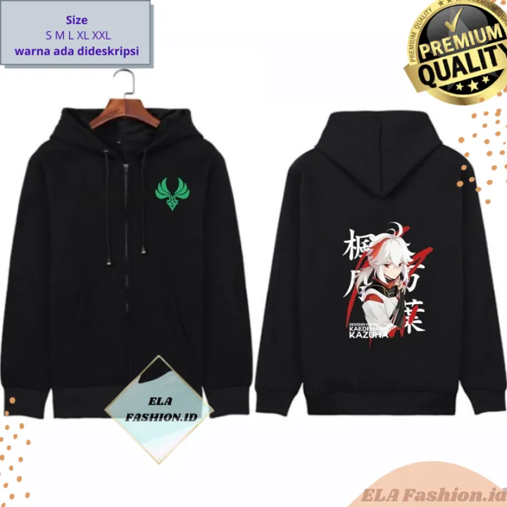 Jaket Resleting Anime Wibu Hu Tao Kaedehara Kazuha Klee Xiao Genshin ...