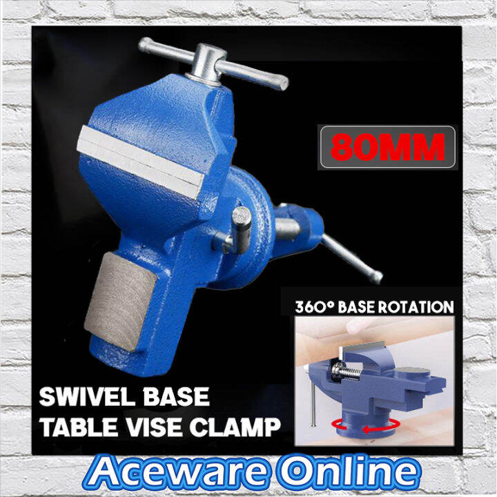 80mm 360° Rotation Heavy Duty Swivel Base Table Vise Clamp Portable ...