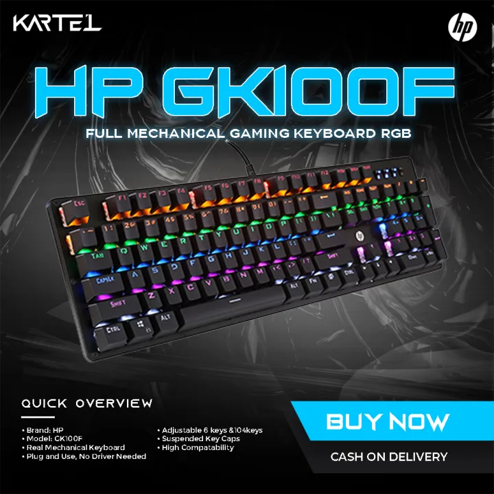 【BH】 HP GK100F Real Mechanical Keyboard Wired Mixed Backlight Gaming ...