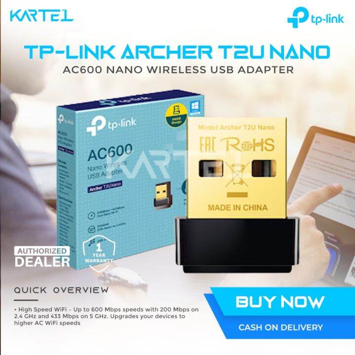 TP-Link Archer T2U Nano AC600 Wireless USB Adapter | WiFi Receiver ...