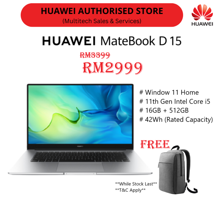 Huawei Matebook D15 Huawei Laptop 11th Gen Intel Core i5 16GB + 512GB ...