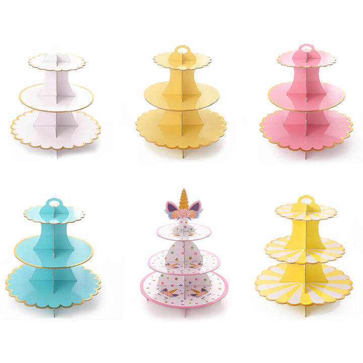 3-Layer Paper Cake Stand Holder DIY Paper Craft Dessert Table Cakes ...