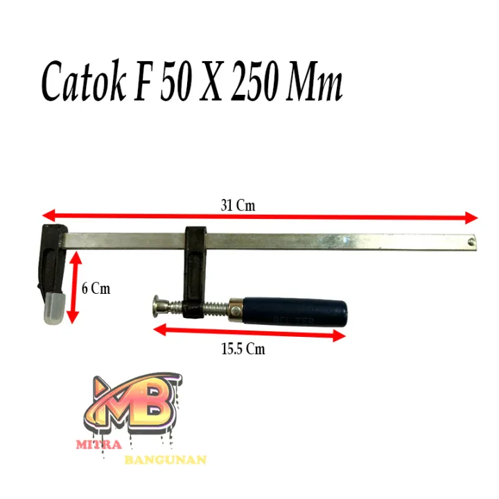 Klem Jepit F Clamp Papan Kayu 5 x 25 Cm | Catok Pres Kayu Plastic ...