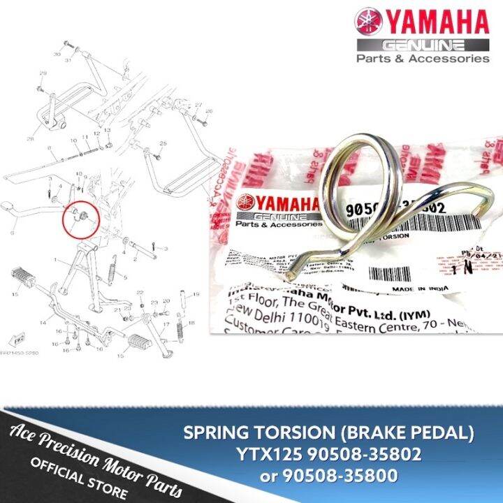 SPRING TORSION (Brake Pedal Spring) YTX 90508-35802 YAMAHA GENUINE ...