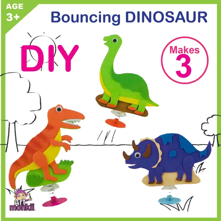 DIY Bouncing Dinosaur Foam Kit, Craft Kit, kids craft, kids art and crafts, kids DIY, DIY crafts ...