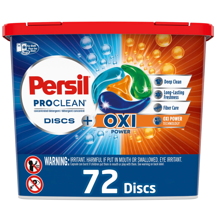 Persil Pro Clean Disc Laundry Detergent Pacs plus Oxi Power 72 Discs ...