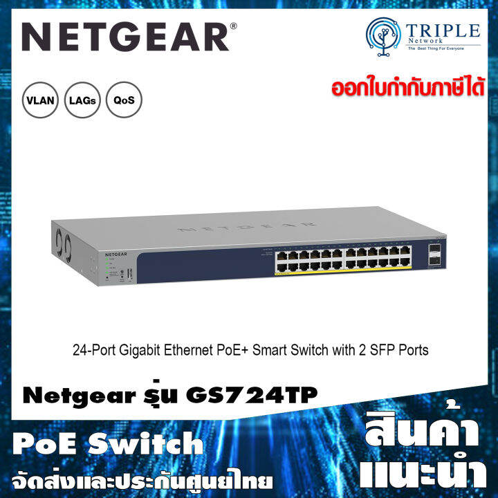 NETGEAR GS724TP 26-Port Gigabit Ethernet Smart Managed Pro PoE Switch ...