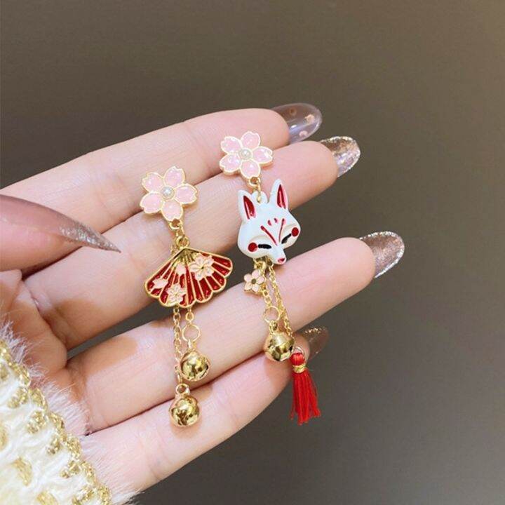 Anime Demon Slayer Earrings Kimetsu No Yaiba Japan Cherry Blossoms Fox ...