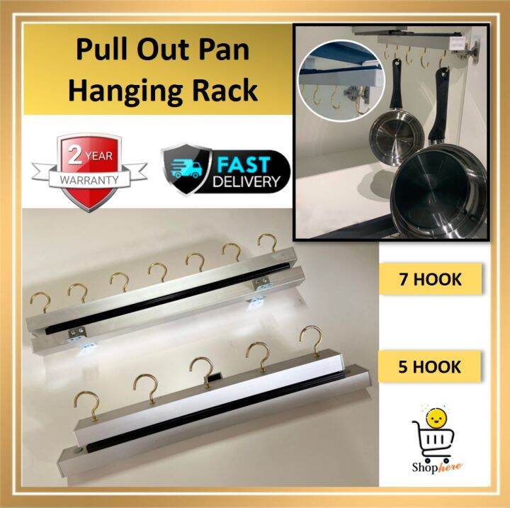 Kitchen Pull out pan hanging rack (Rak Kuali Dapur Tarik)/ RAK RAIL ...