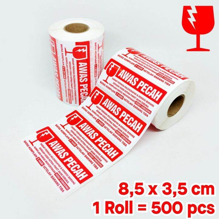 Sticker Label AWAS PECAH Video Unboxing Stiker Pengiriman Online Shop 8 ...