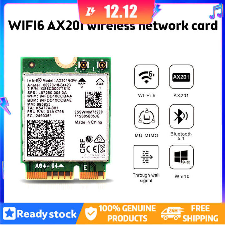 Intel/AX201 WIFI6การ์ดเครือข่ายไร้สาย BT 5.1 Dual-Band 2400M สำหรับ ...