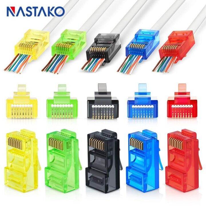 RJ45 Passthrough Connector Colors Cat5e Cat6 Connector RJ45 Easy Pass ...