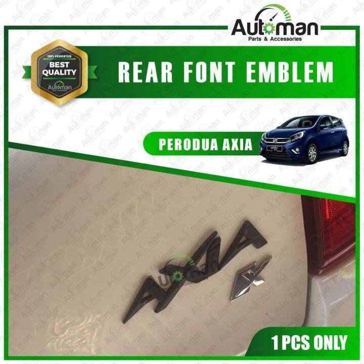 Perodua Axia Car Logo Matt Black Rear Font Emblem 1Pcs | Lazada