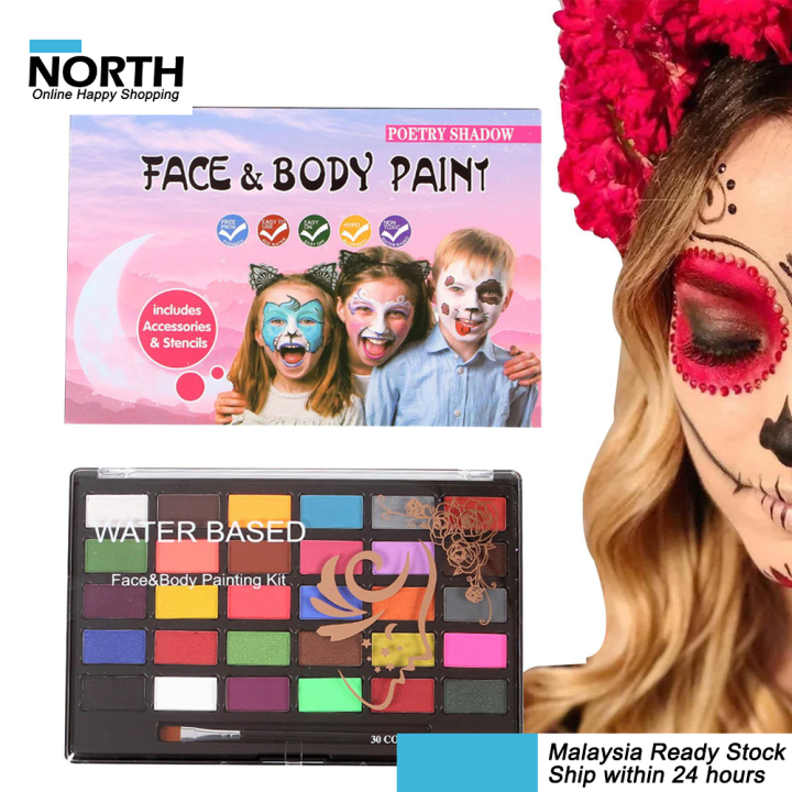 Face Body Paint Set 30 Colors Water Activated Face And Body Paint ...