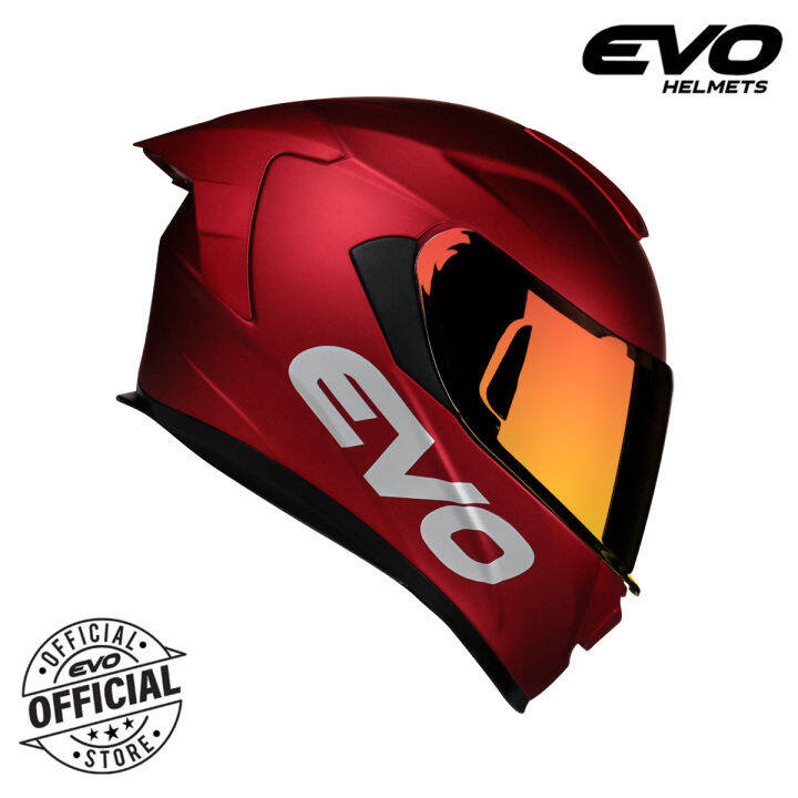 EVO GT-PRO Plain Matte Red Dual Visor Full Face Helmet with Free Clear ...