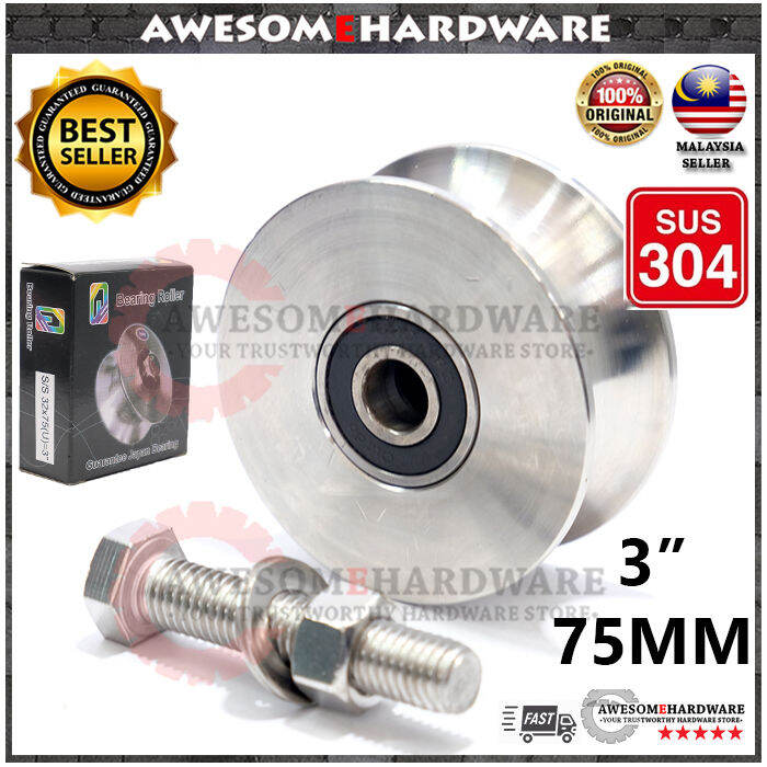 (SUS304) 3" 75MM STAINLESS STEEL AUTO GATE ROLLER CASTER RODA PINTU ...