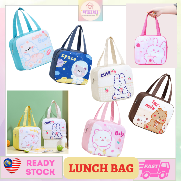 Beg Makan Tengahari Cute Penyimpanan dengan Poket Depan Mudah Alih Haba ...