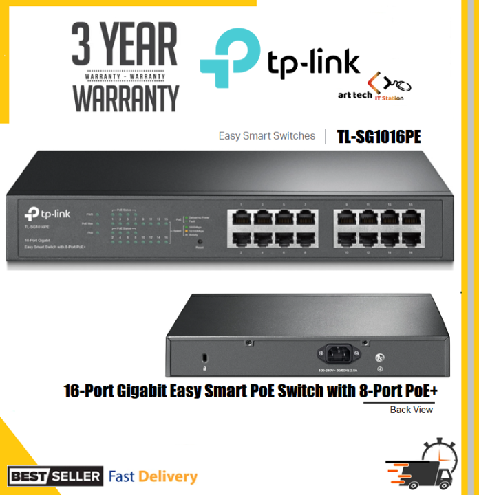 TP-LINK TL-SG1016PE 16-Port Gigabit Easy Smart PoE Switch with 8-Port PoE+ | Lazada