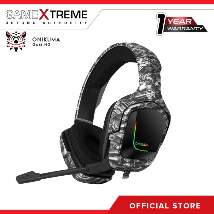 ONIKUMA K20 Grey Camouflage RGB 7.1 Surround Sound Wired Gaming Headset ...