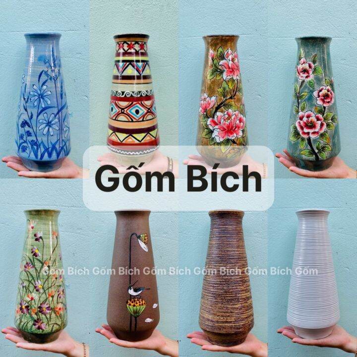 Bình Hoa Lọ Hoa Dáng Chai Bowling S1 Vẽ Tay Decor Nhà Đẹp Gốm Sứ Bát ...