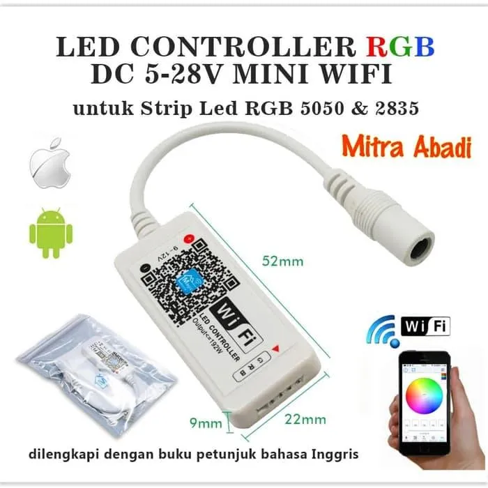 Led Controller Rgb Mini Wifi Dc 5-28V Jack Adaptor | Lazada Indonesia