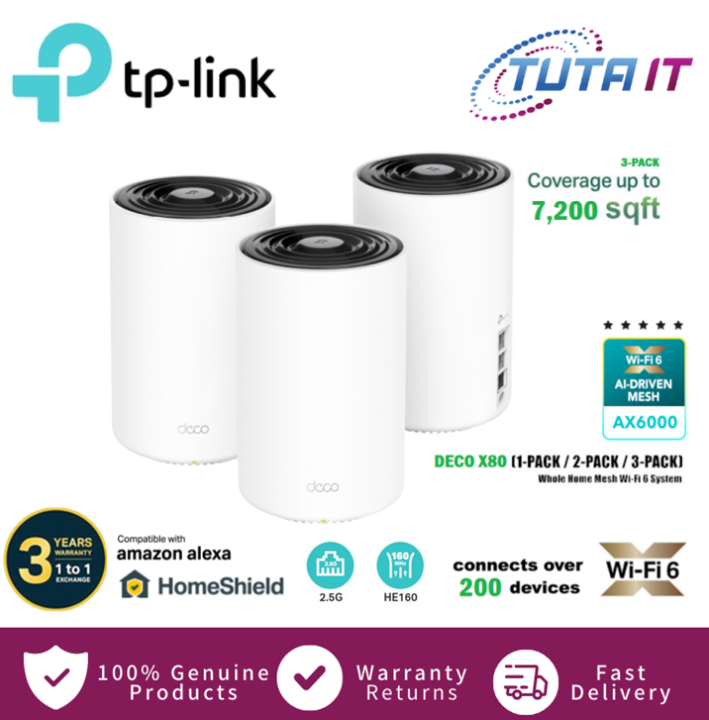 TP-Link Deco X80 AX6000 Dual-Band Mesh WiFi 6 System | Lazada