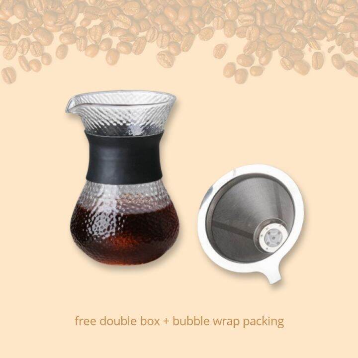 V60 Coffee Drip Stainless Mesh Filter Set Server - Gelas Saringan Kopi ...