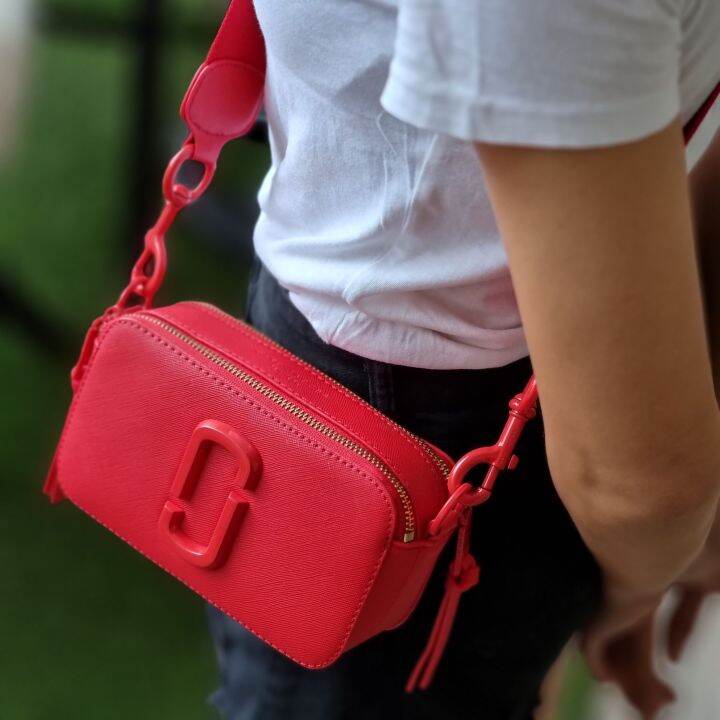Red Ceramic Leather Snapshot Camera Ladies Crossbody Bag With Two ...