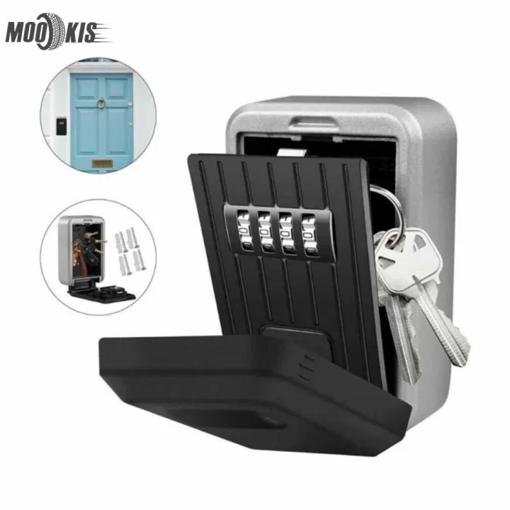 High Security 4 Digit Key Safe Box Code Lock Double Storage Outdoor ...