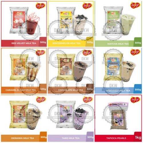 Injoy Milk Tea Powder Mix Drink 500g 4Liters Wintermelon Okinawa Taro ...