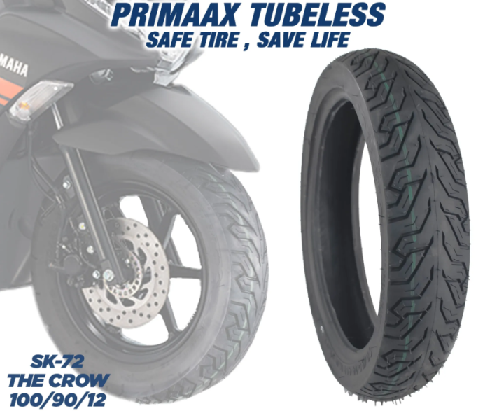 PRIMAAX SK-72 THE CROW 110 / 90 -12 TUBELESS TIRE FOR MIO GRAVIS, KYMCO ...