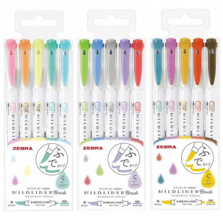 Zebra แปรง WFT8 MILDLINER แปรงขนนุ่ม Set Pulpen ไฮไลท์คู่ Set Pulpen เซ็ตปากกามาร์กเกอร์ K.Y ...