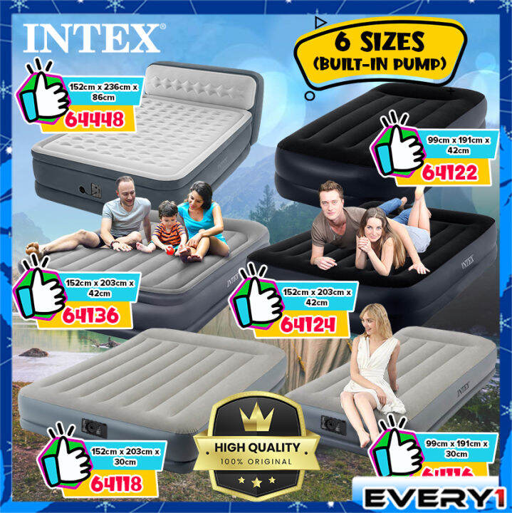 INTEX 9 Sizes Built-In Electric Air Pump Inflatable Air Bed Mattress ...