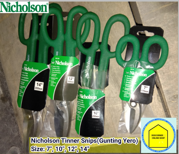 NICHOLSON TINNER SNIPS(7", 10", 12", 14", 16") STRAIGHT PATERN SNIP ...
