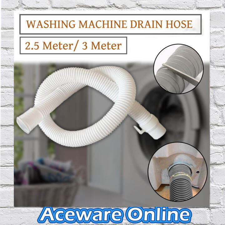 WASHING MACHINE DRAIN HOSE 2.5M / 3M Waste Hose Water Outlet Expel Soft ...