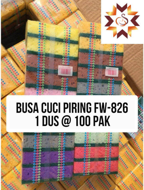 Busa Cuci Piring FW-826 Sponge Spons Cuci Piring Warna - Isi 10 pcs ...