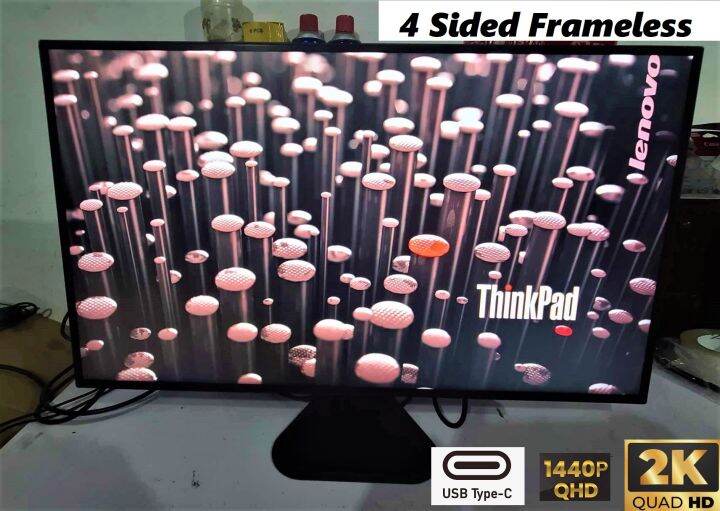 Lenovo Thinkpad 27" 2K Reso QHD 1440p IPS 4-Sided Frameless Monitor ...