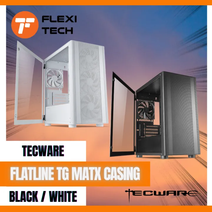 Flexi Tech TECWARE Flatline TG MATX Case PC Desktop Casing Black ...