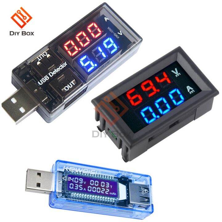 ☢ LED Digital Voltmeter Ammeter DC 100V 10A Current Voltage Meter USB ...