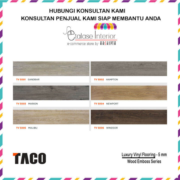 Taco - Luxury Vinyl Flooring/ Parquet/ Lantai Kayu Locking/ Klik 5 mm ...