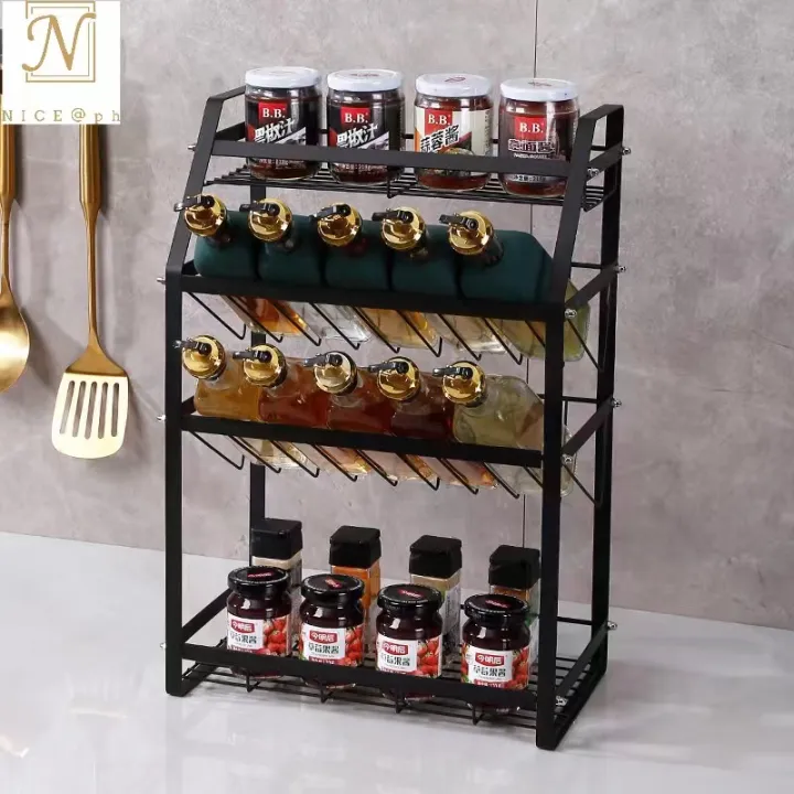 Kitchen seasoning racks sauce jars condiments shelf counterstop | Lazada PH